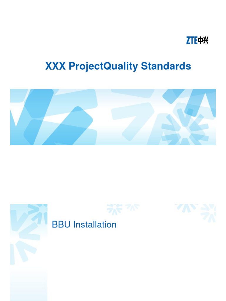 ZTE 2 XXX Project Quality Standards BBU-RRU | PDF | Electrical Connector | Screw