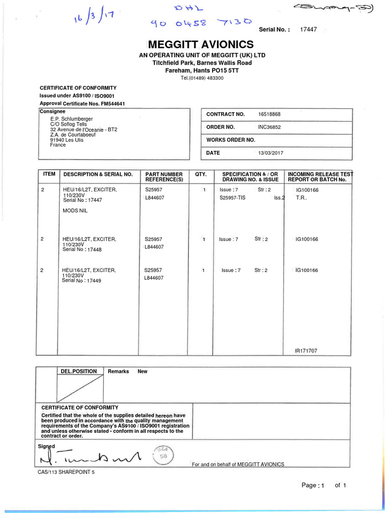 Ignition System - 17447 - COC | PDF