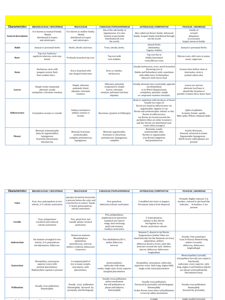 Table Final | PDF | Branches Of Botany | Botany