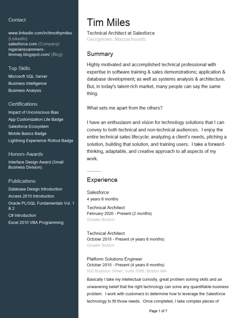 Profile - Tim Miles | PDF | Databases | Microsoft Sql Server