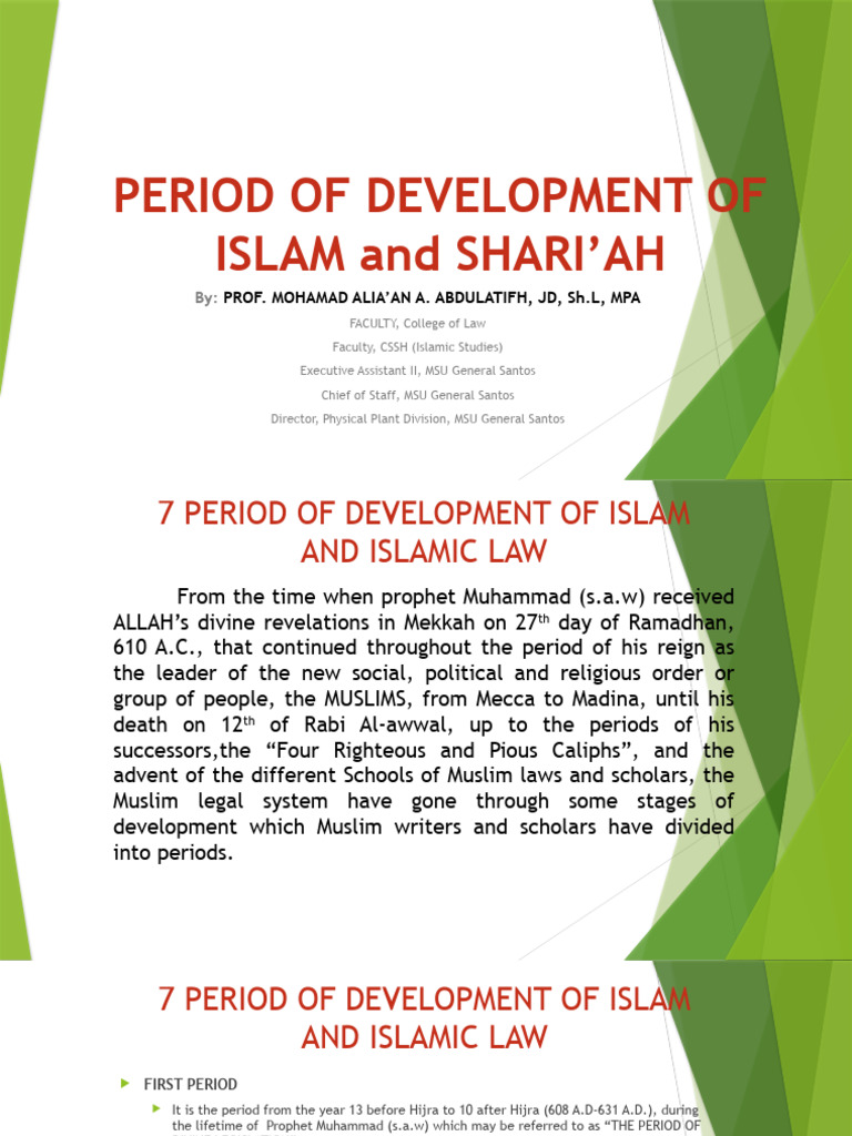 PERIOD OF DEVELOPMENT OF ISLAM and SHARIAH | PDF | Shia Islam | Islamic ...