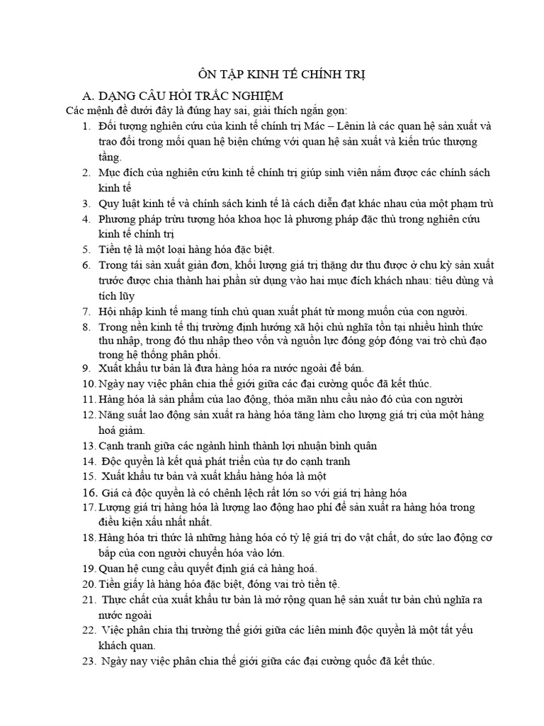 ÔN TẬP KTCT 2 TC | PDF