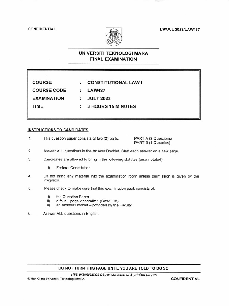 Faculty - Law - 2023 - Session 2 - Degree - Law437 | PDF