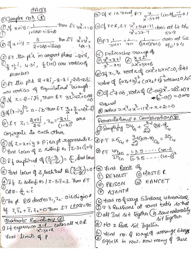 Maths 2A IPE Imp Questions | PDF