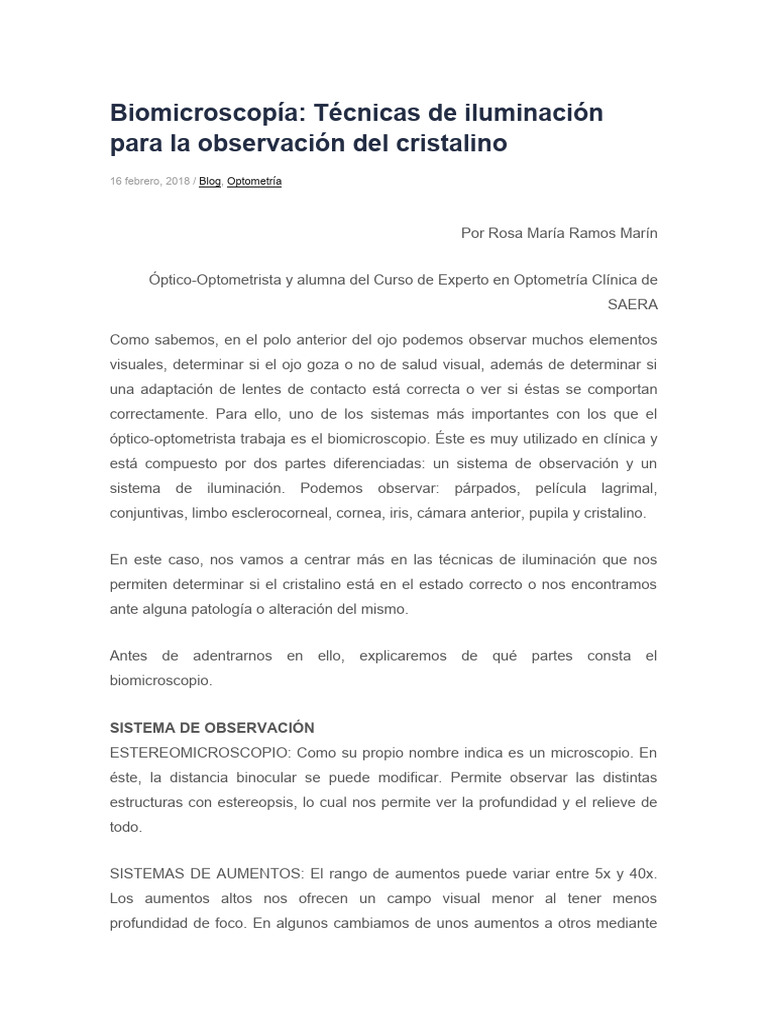 Biomicroscopía | PDF | Ojo humano | Catarata