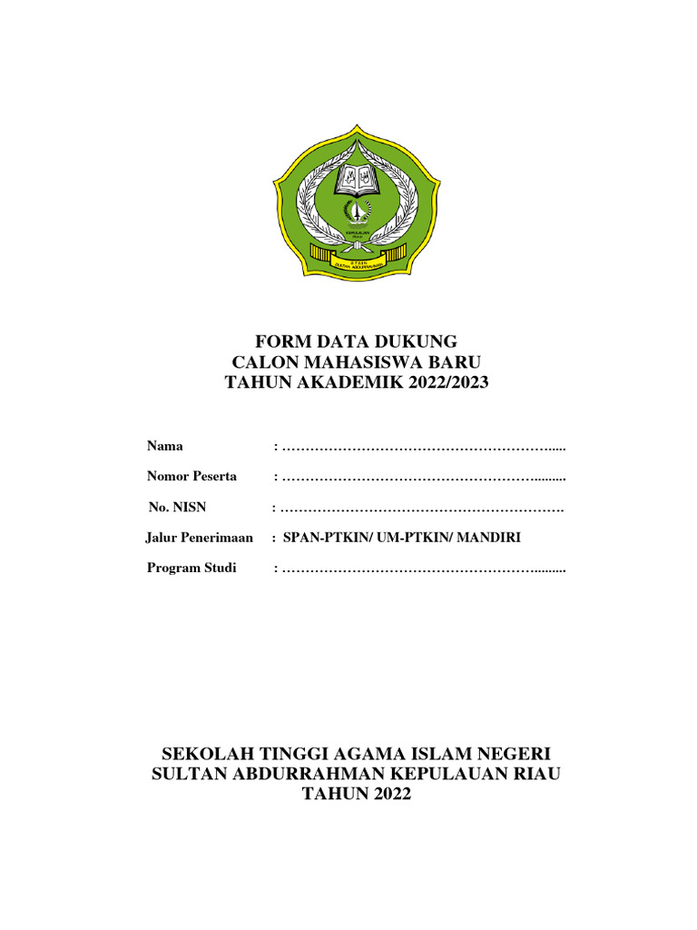 FORM DATA PENDUKUNG UKT | PDF