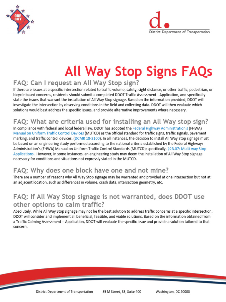 All Way Stop Signs FAQs | PDF