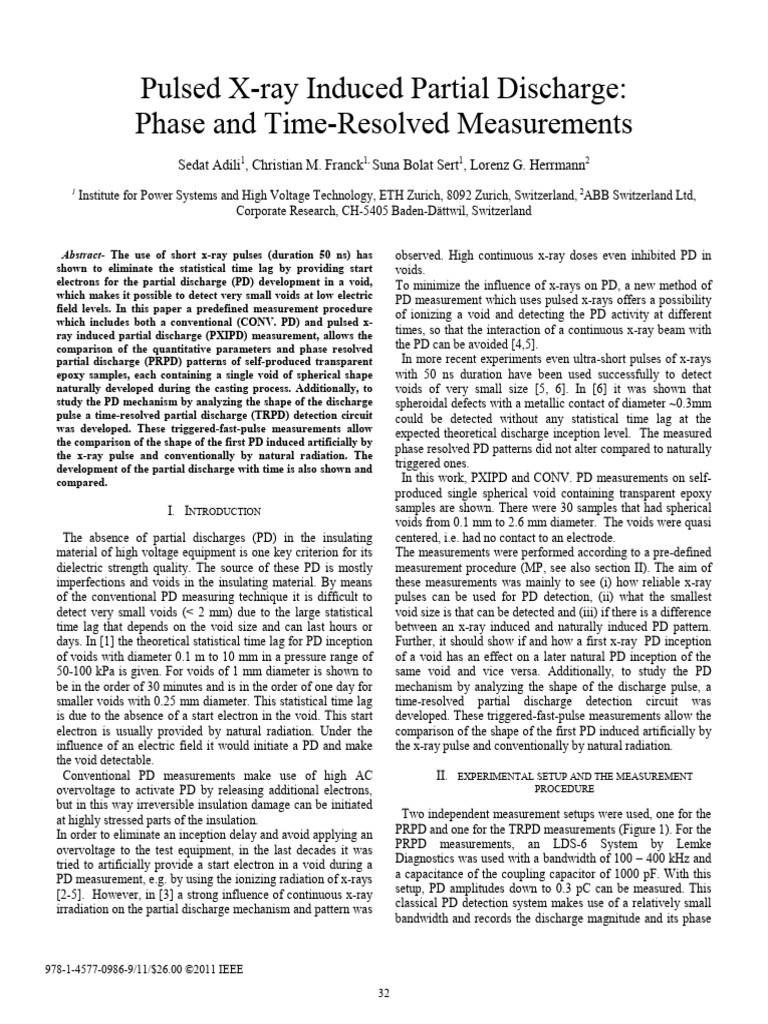 Pulsed X-Ray Induced Partial Discharge: Phase and Time-Resolved ...