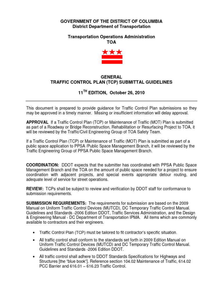 Traffic Control Plan Tcp Submittal Guidelines Pdf Pedestrian Crossing Traffic