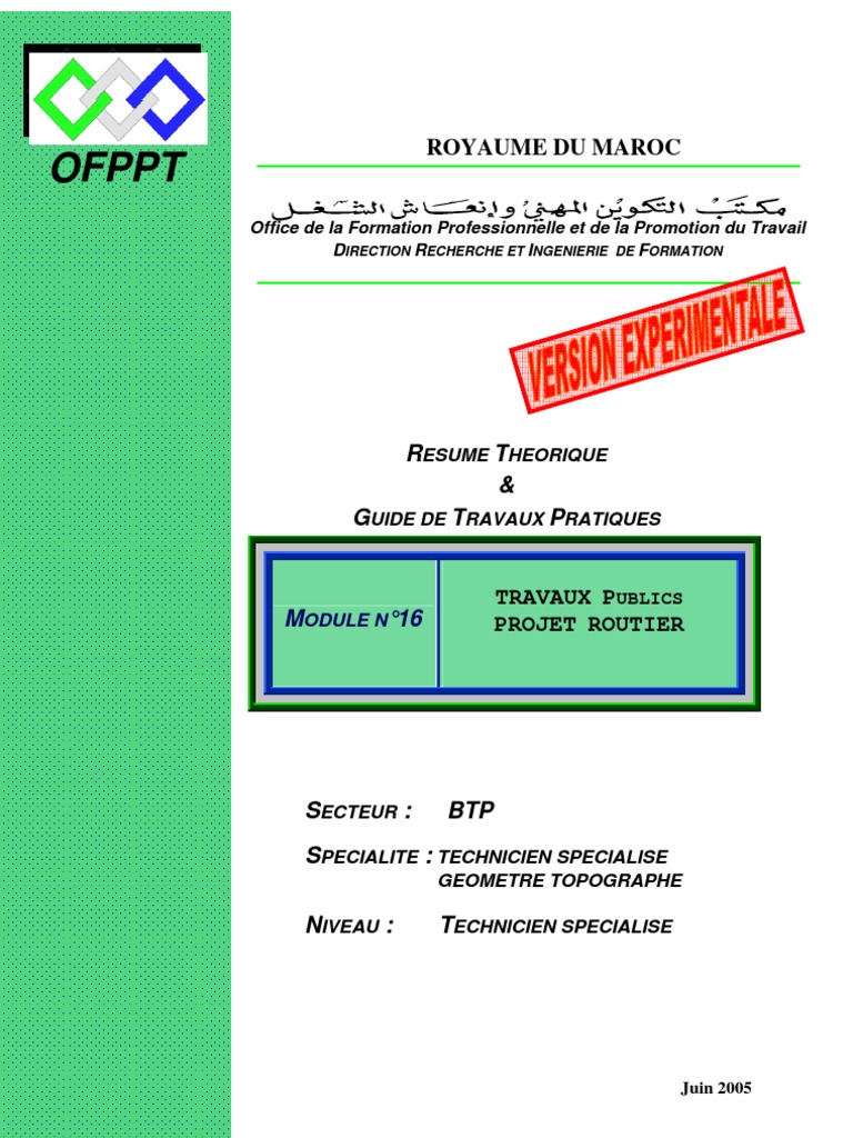 M16 - Travaux Pratiques - Projet Routier BTP-TSGT | PDF | Tangente ...