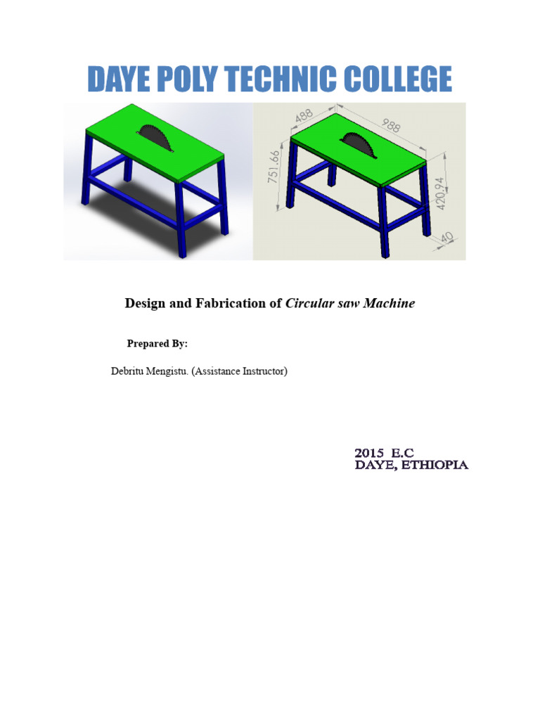 Design and Fabrication of Circular Saw Machine | PDF