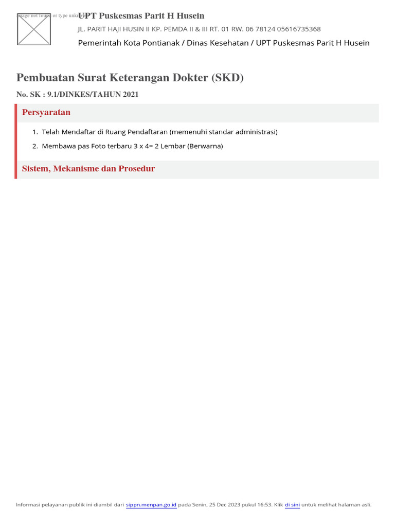 Ndar Pelayanan - Pembuatan Surat Keterangan Dokter (SKD) | PDF