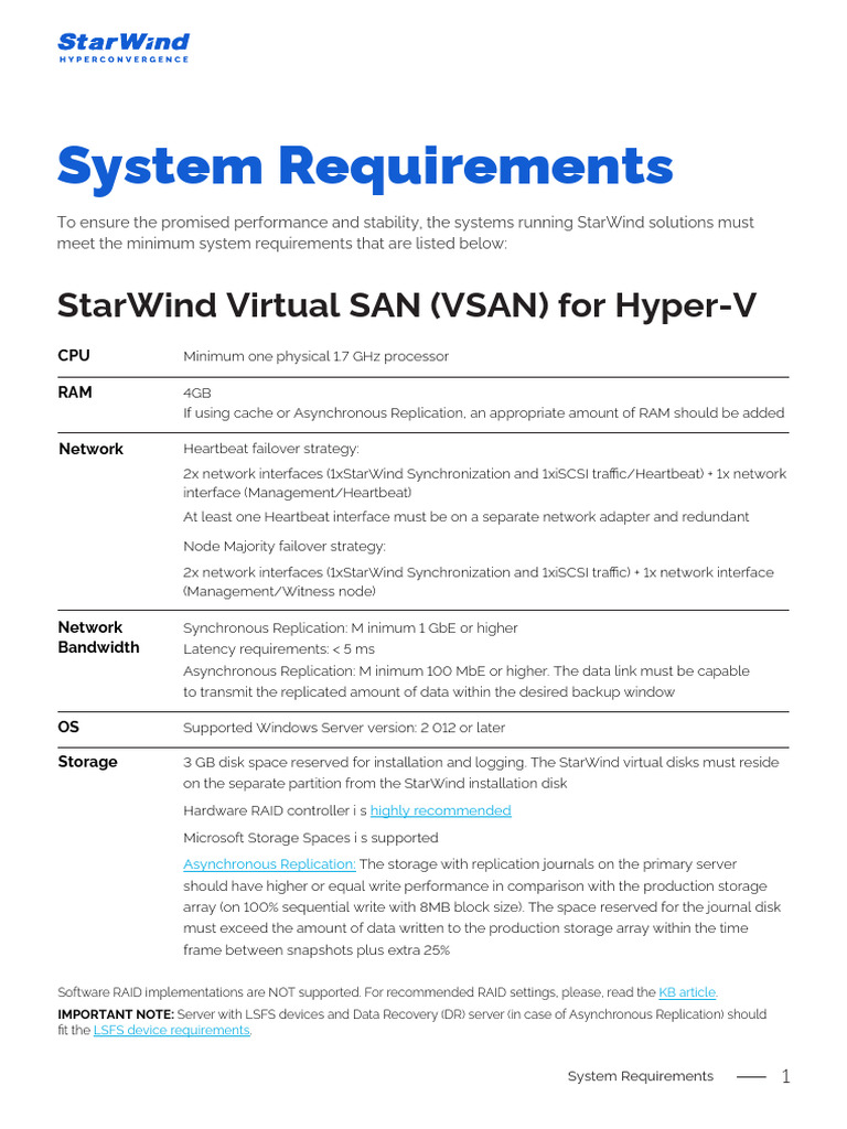 System Requirements | PDF | Replication (Computing) | Network Interface Controller