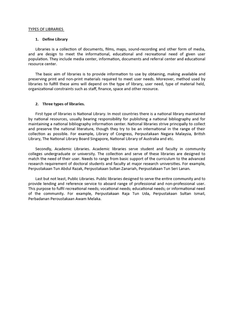 Imc111 Types of Libraries | PDF