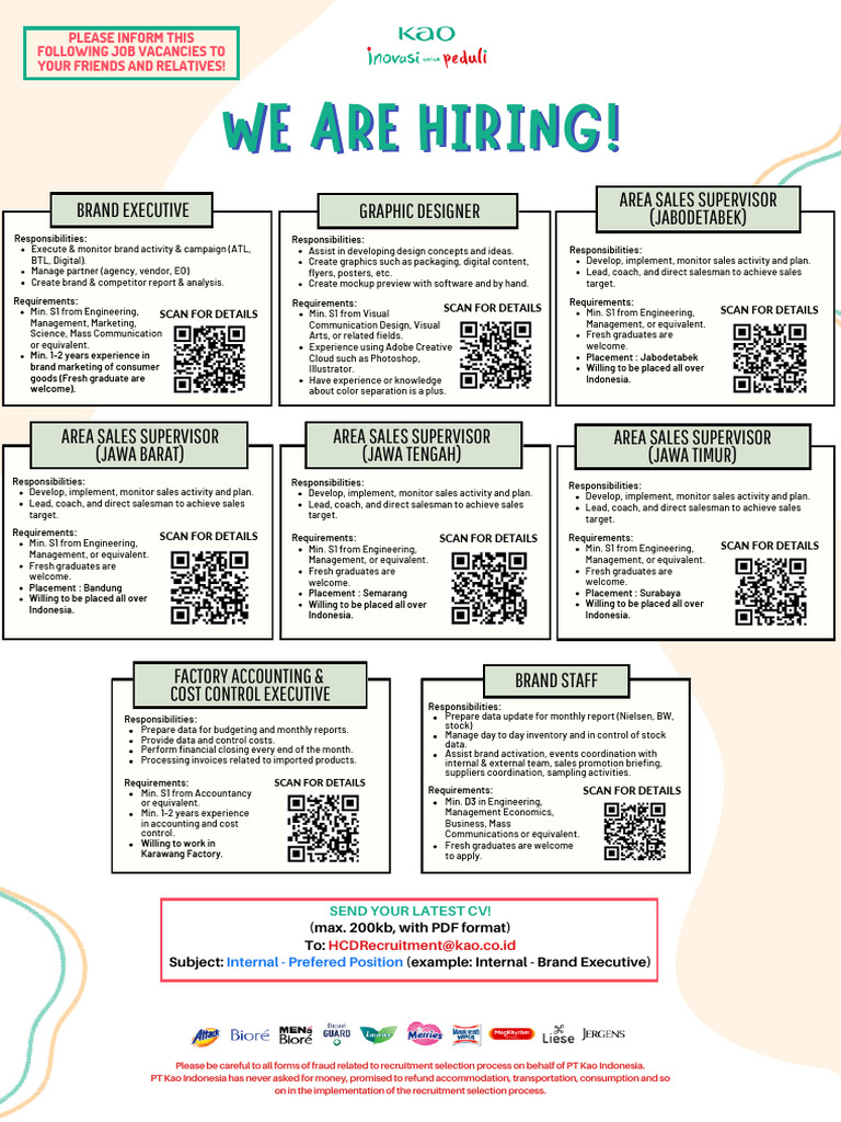Loker Kao Internal Agustus 2023 | PDF | Sales | Brand