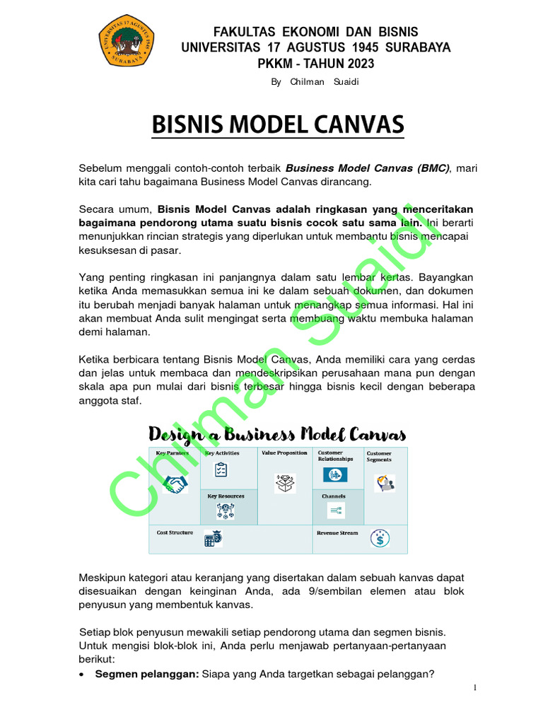 Panduan Lengkap Bisnis Model Canvas | PDF