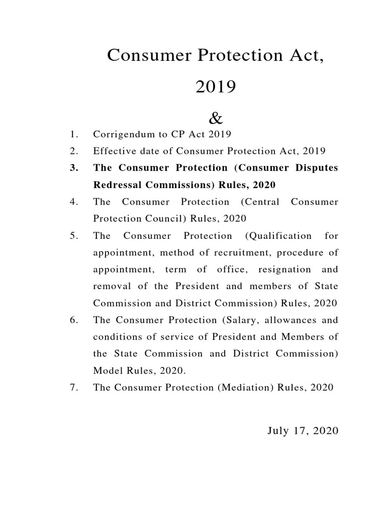 Consumer Protection Act, 2019 &: 3. The Consumer Protection (Consumer ...