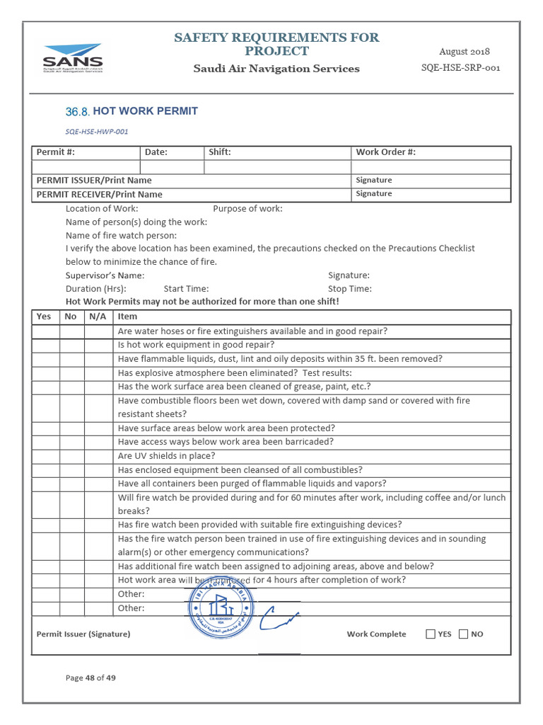 Hot Work Permit 21-12-2023 | PDF | Fires | Hazards