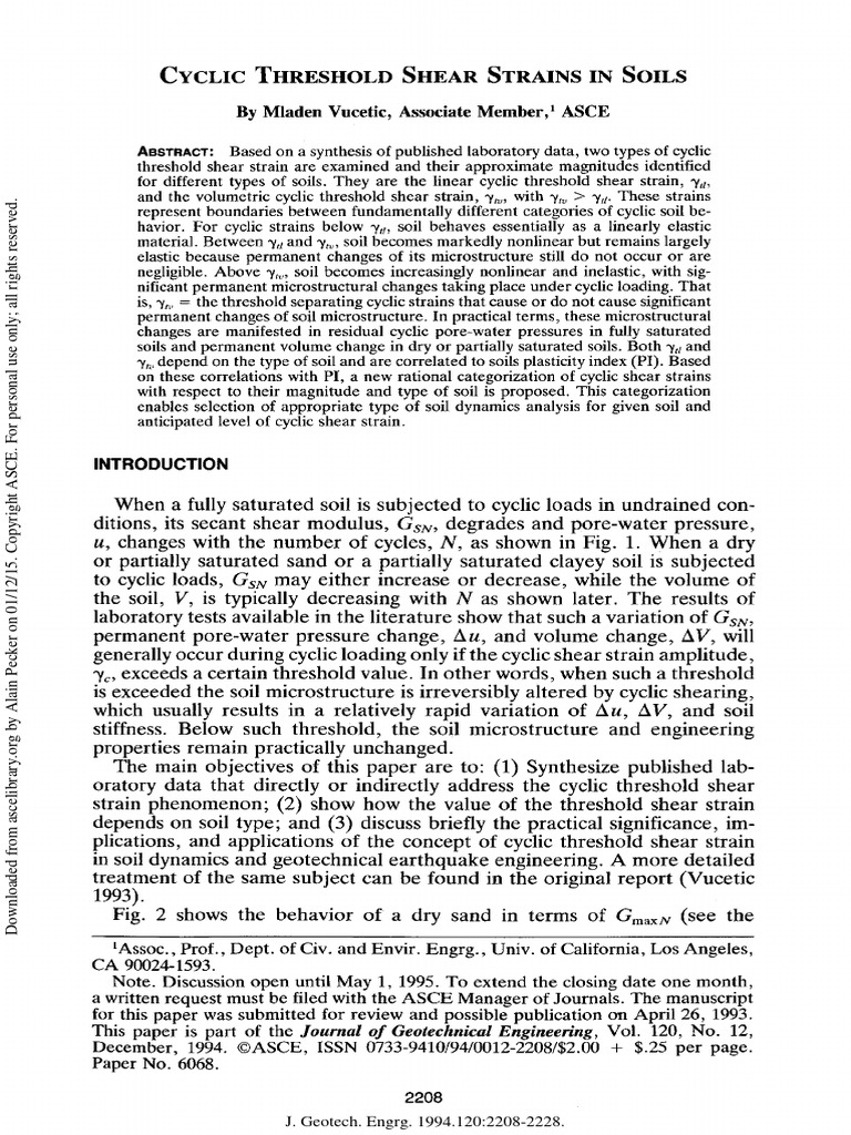 Vucetic Threshold Strains | PDF