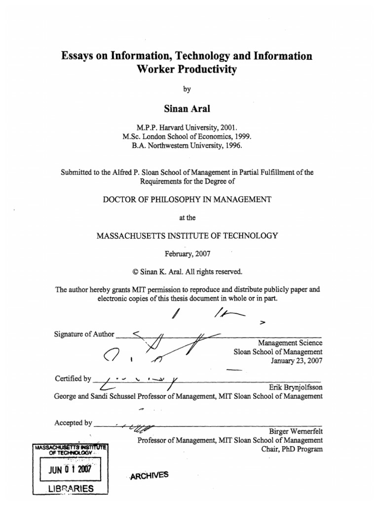 Essays On Information, Technology and Information: Worker Productivity | PDF | Information ...