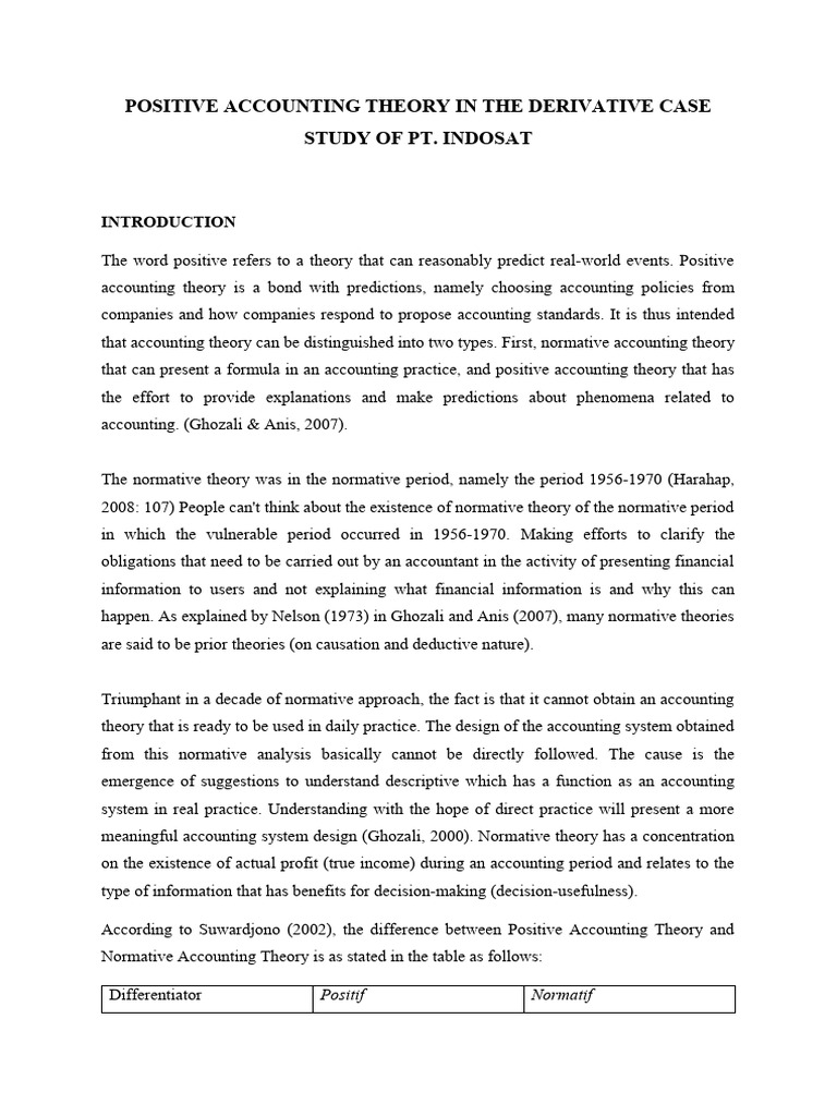 Positive Accounting Theory in The Derivative Case Study of Pt. Indosat ...