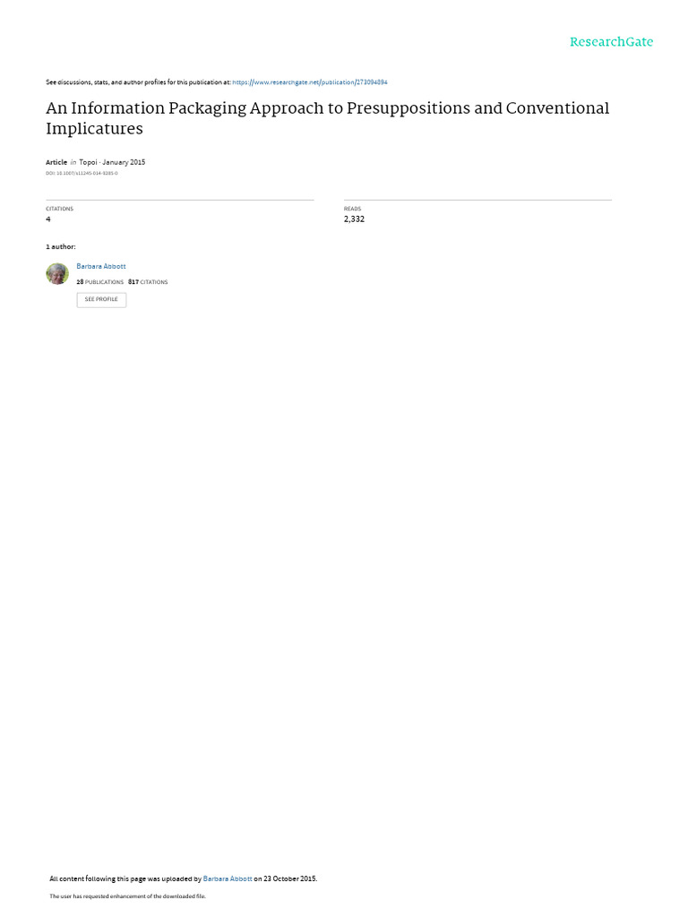 Abbott 2015 | PDF | Human Communication | Syntax