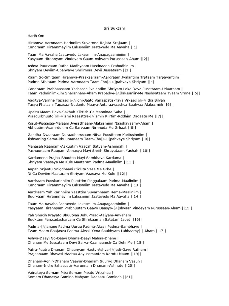 Sri Suktam | PDF