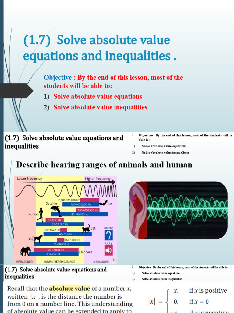 Solve Absolute Value Equations & Inequalities | PDF | Inequality ...