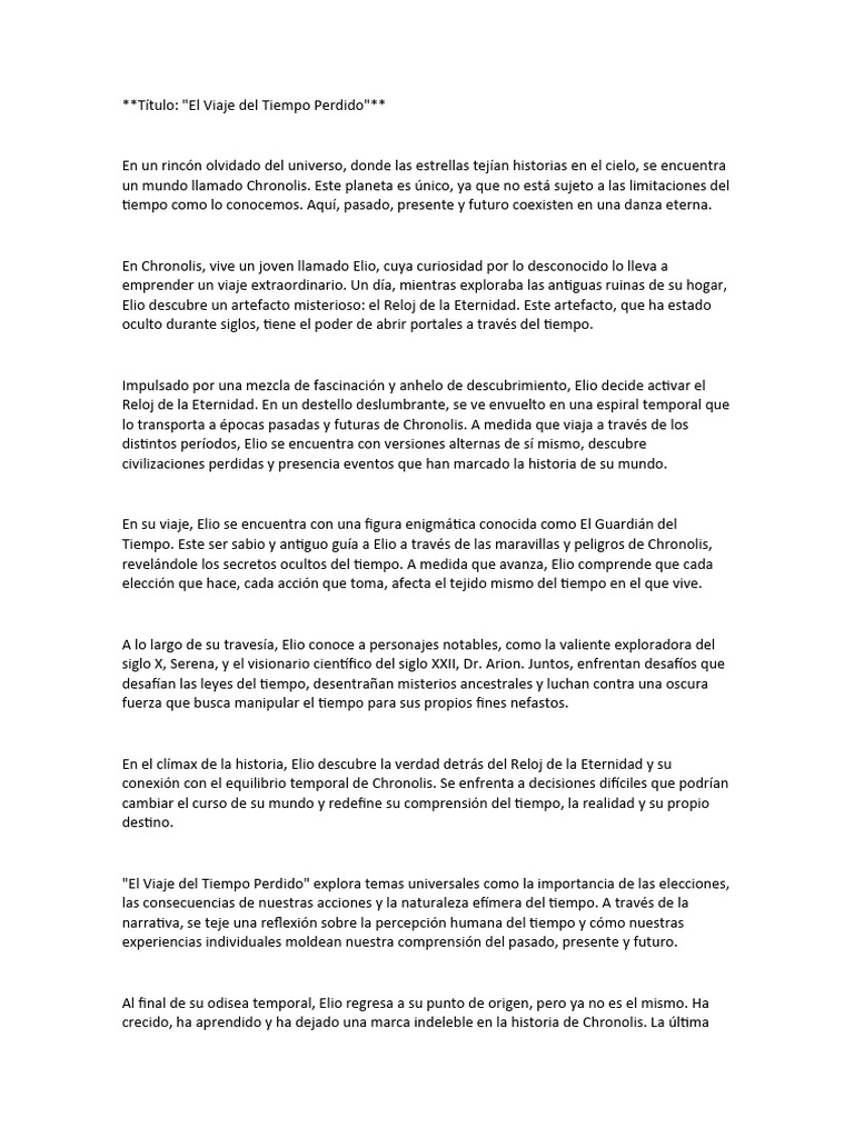 El Viaje Del Tiempo Perdido | PDF