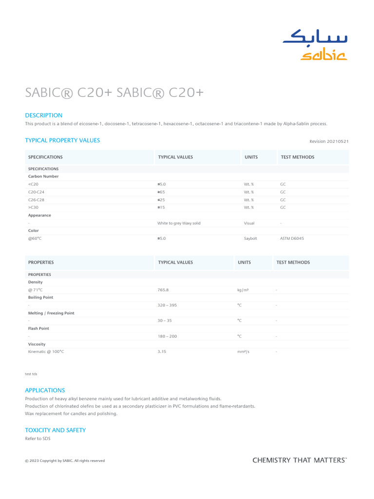 SABIC® C20+ - SABIC® C20+ - Global - Technical - Data - Sheet | PDF | Chemical Substances ...