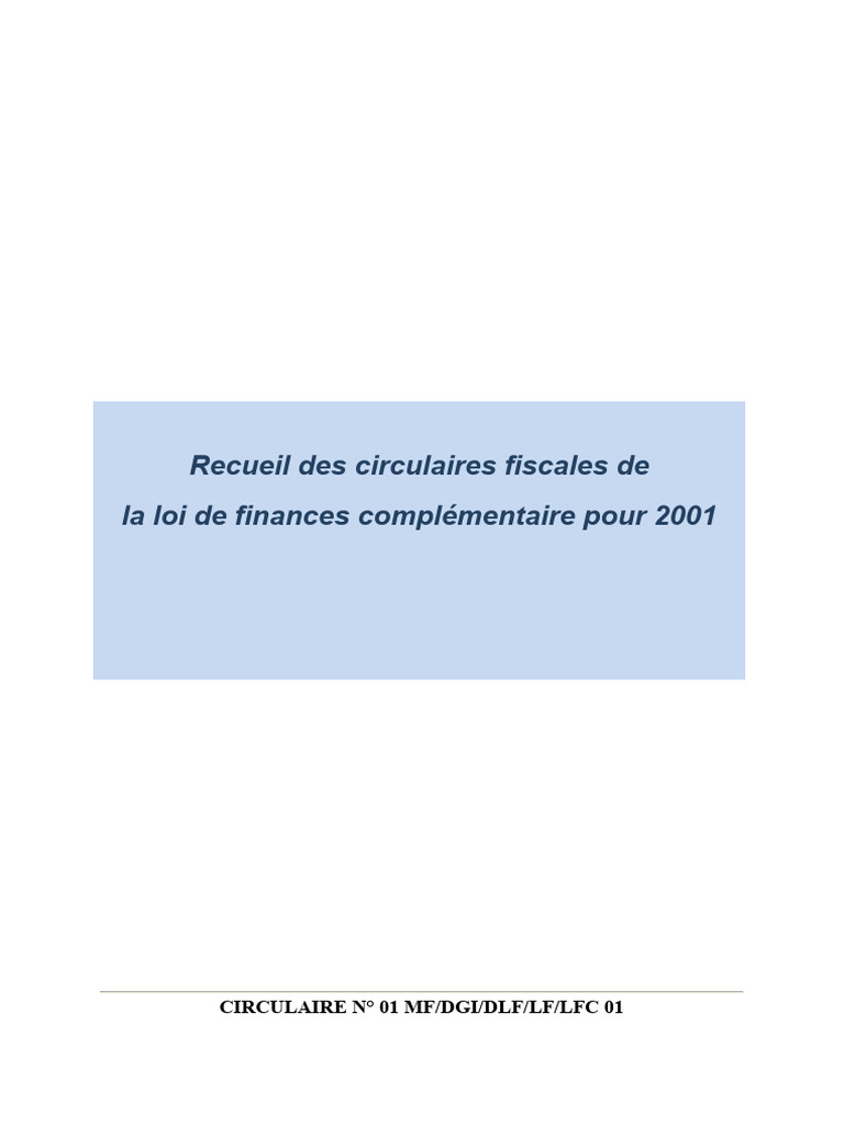 Circulaires LFC 2001 | PDF | Économie | Droit des affaires