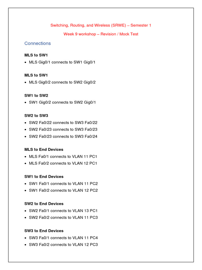 Connections: Mls To Sw1 | PDF | Network Protocols | Internet Standards