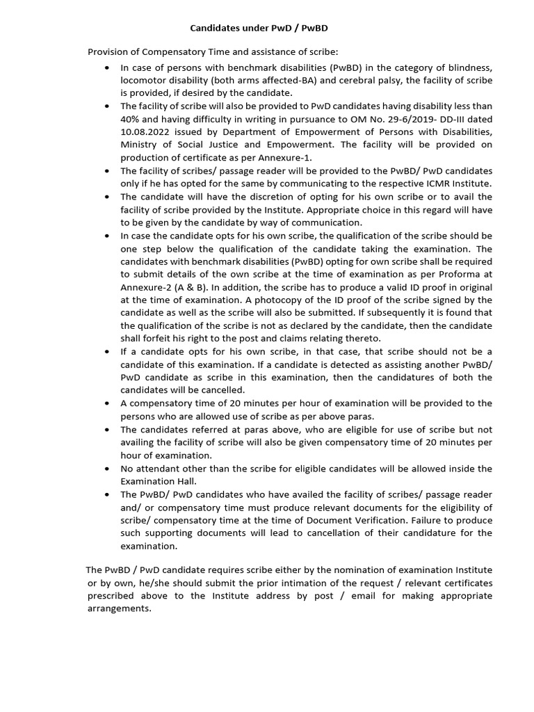 Instruction For PWD PWBD | PDF | Disability | Psychologist
