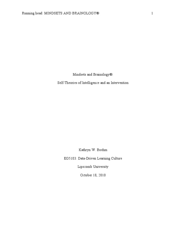 Mindsets and Brainology | Download Free PDF | Achievement Gap In The ...