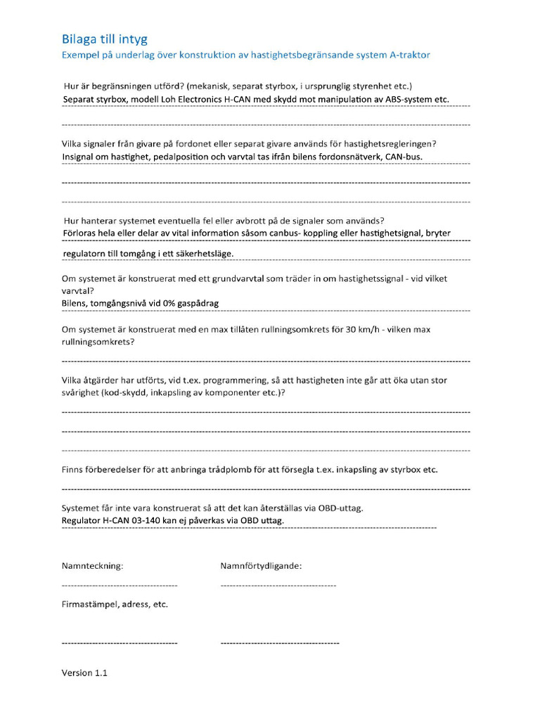 03-140 Bilaga Till Intyg - Underlag Konstruktion Av Hastighetsbegrã Nsande System 2 | PDF