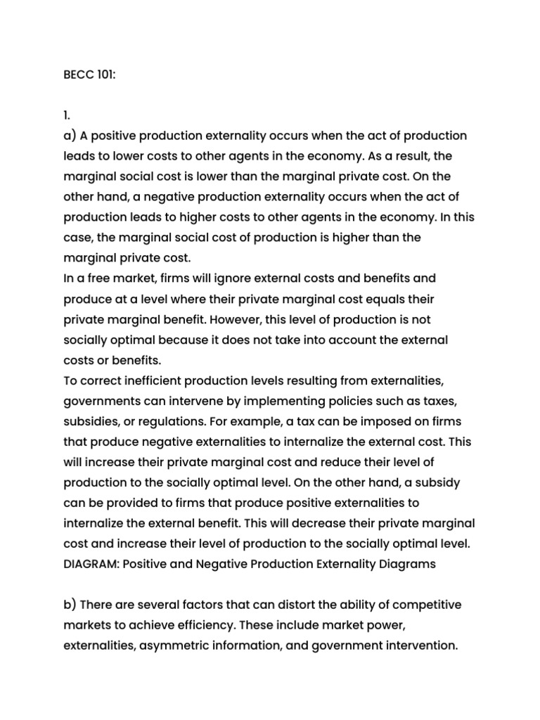 Becc Sem 101 | PDF | Externality | Supply (Economics)