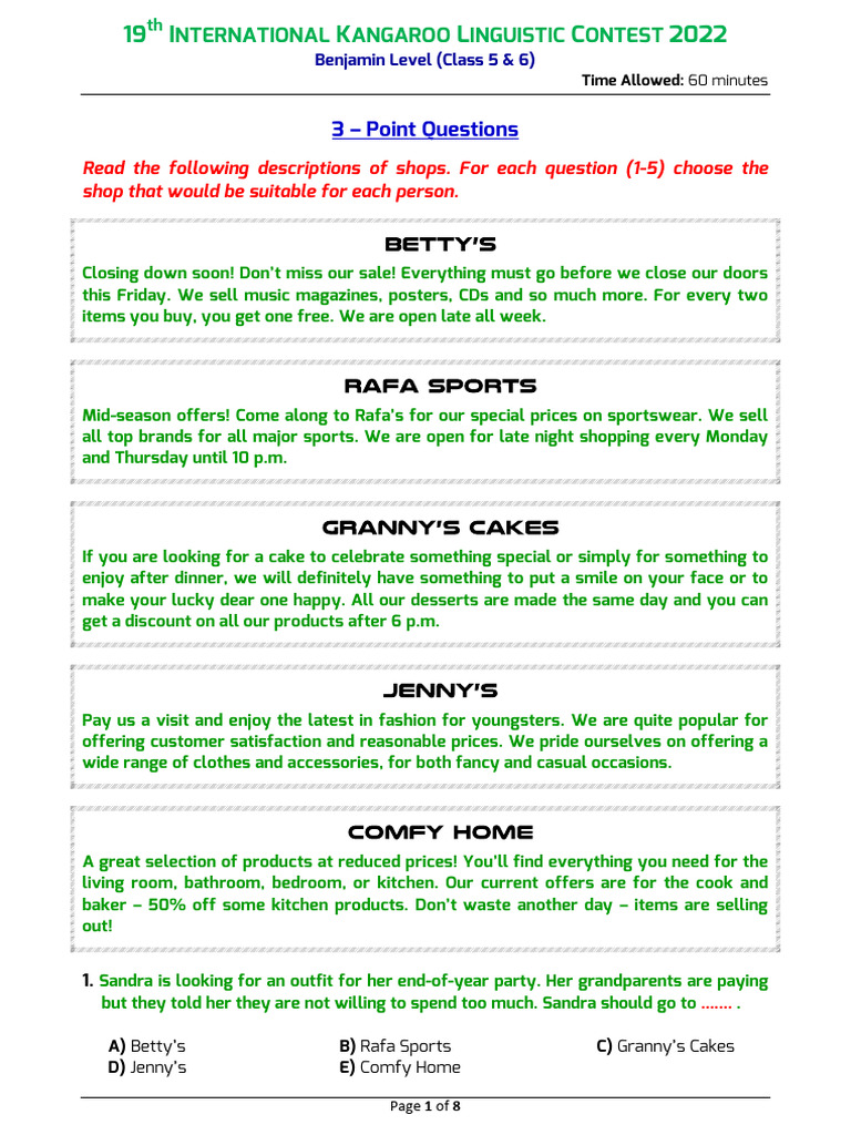 IKLC 2022 Benjamin Level Paper | PDF