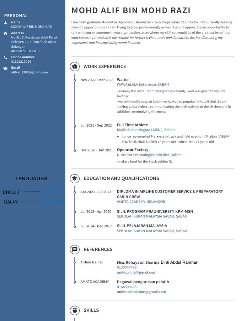 CV Mohd Alif Bin Mohd Razi #1 | PDF | Malaysia