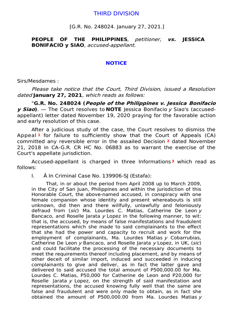 Court Dismisses Appeal in Recruitment Case | PDF | Fraud | Criminal Justice