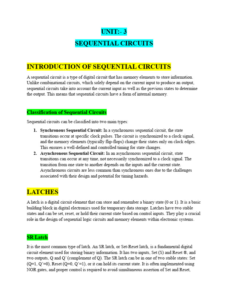 DE Unit 3 Notes | PDF | Logic Gate | Electronic Engineering