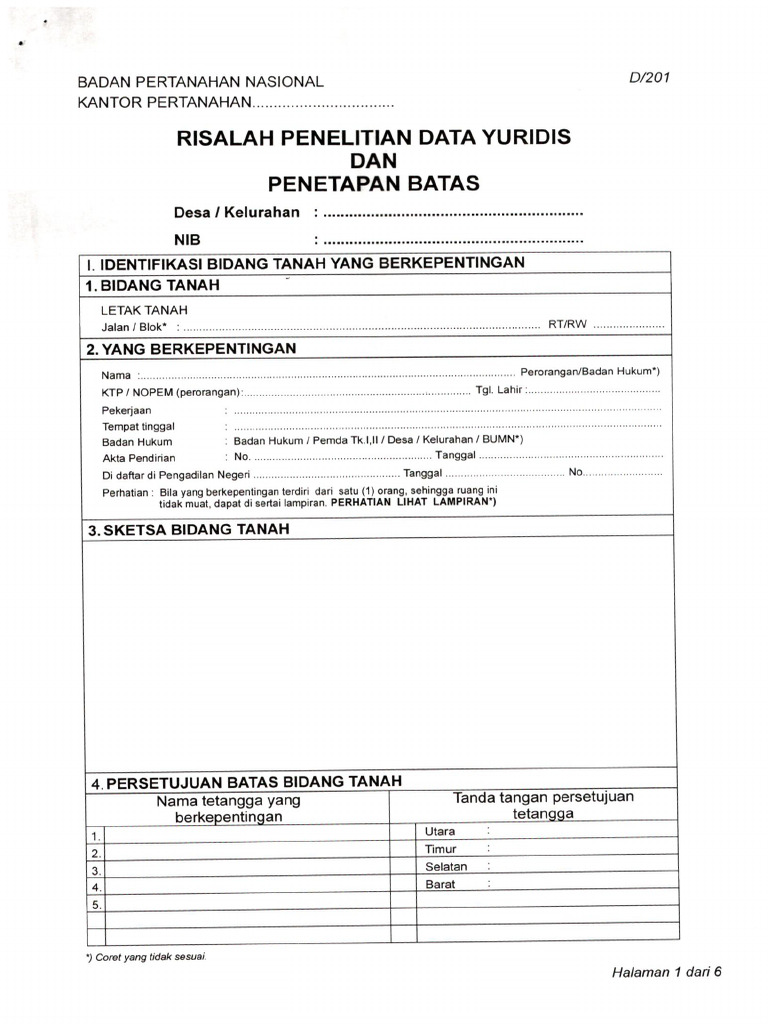 Lampiran 3 - Risalah Penelitian Data Yuridis Dan Penetapan Tanda Batas ...
