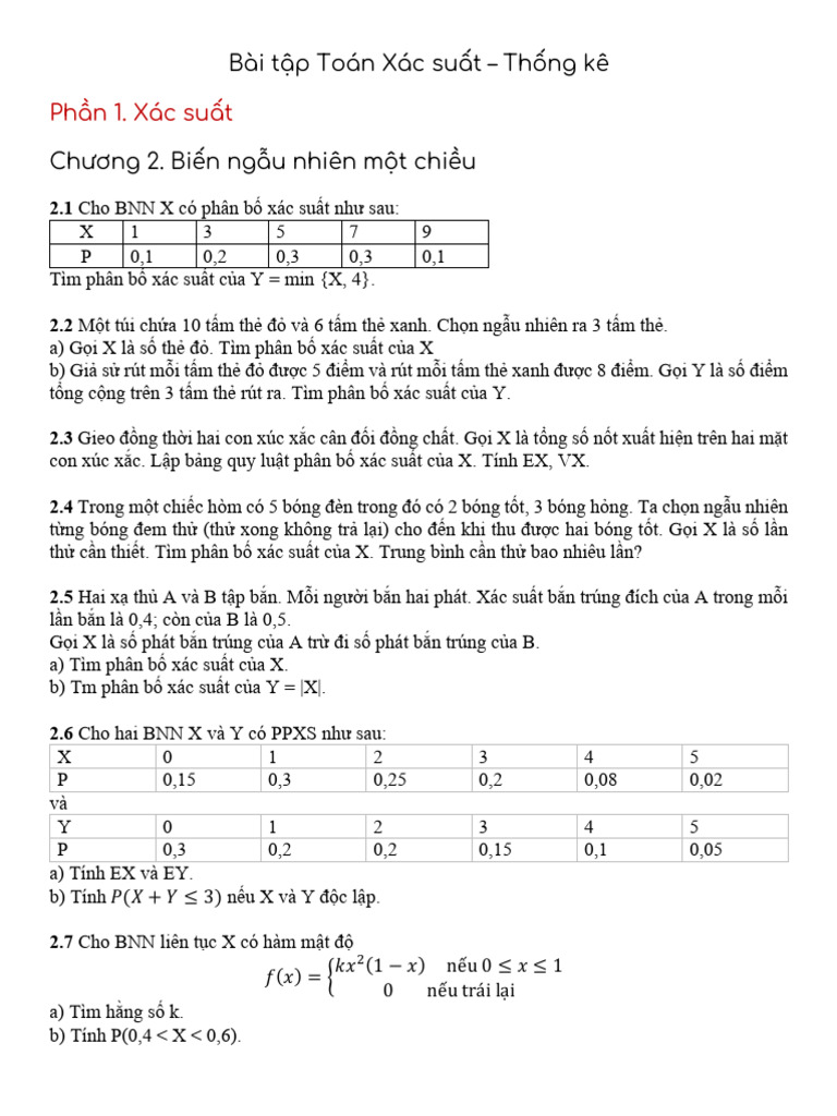 Bài tập Toán XSTK C2 - 3 | PDF