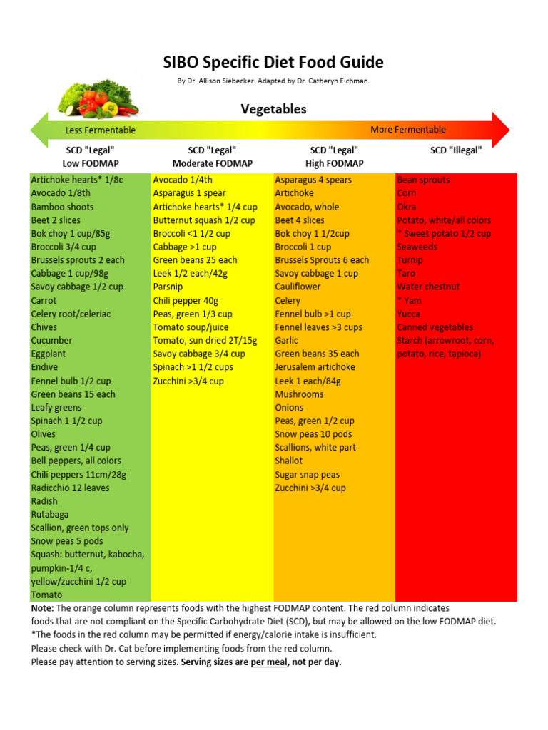 Updated SIBO Specific Diet Food Guide | PDF | Bean | Fruit