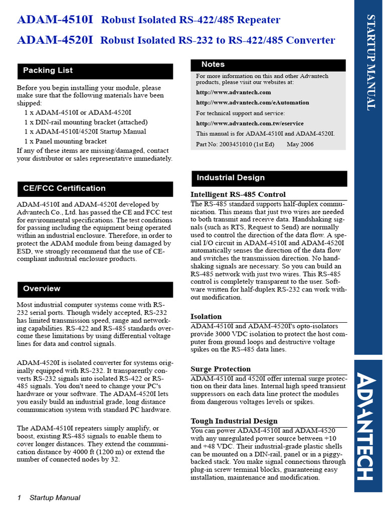 ADAM 4510 4520 Ins | PDF | Bit Rate | Electricity