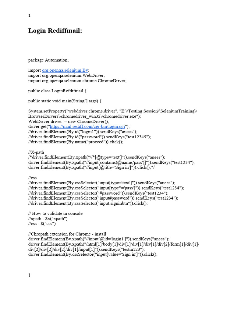 Selenium Notes | PDF | Software Testing | Computer Programming Selenium Notes | PDF | Software Testing | Computer Programming