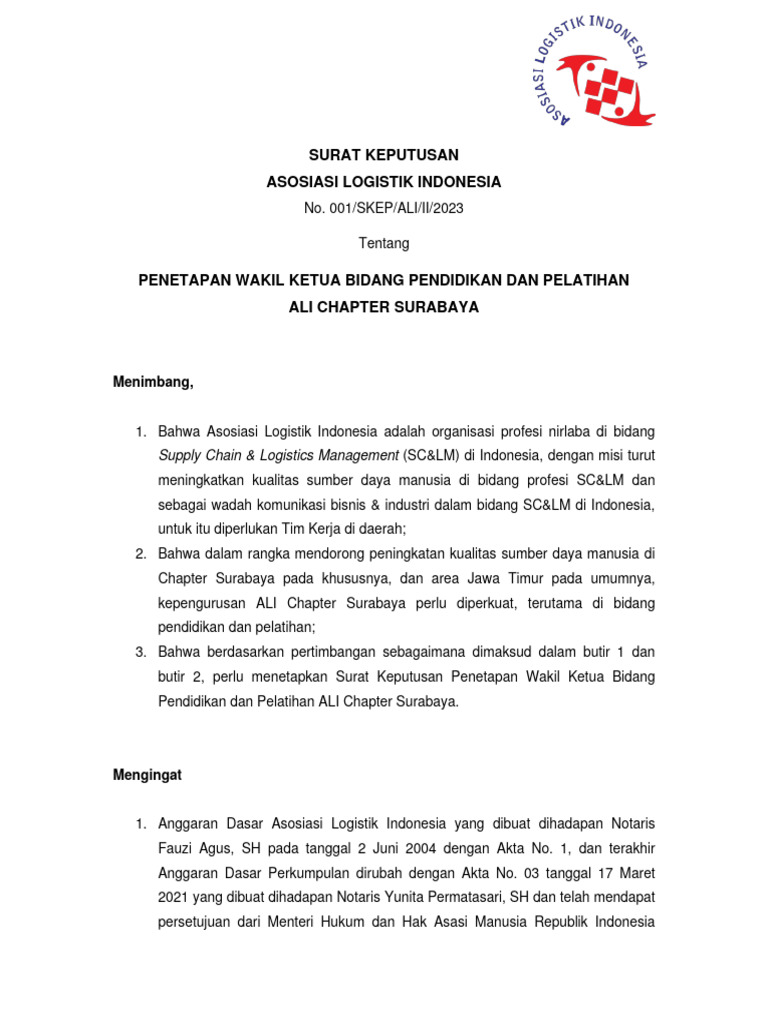 001 Sk-Wku Pendidikan - Ali Surabaya | PDF