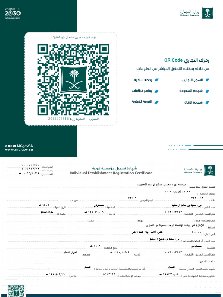 NSS - Commercial Registration Certificate | PDF