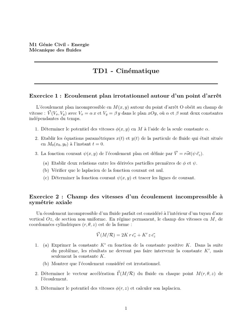 td1 Cinematique | PDF