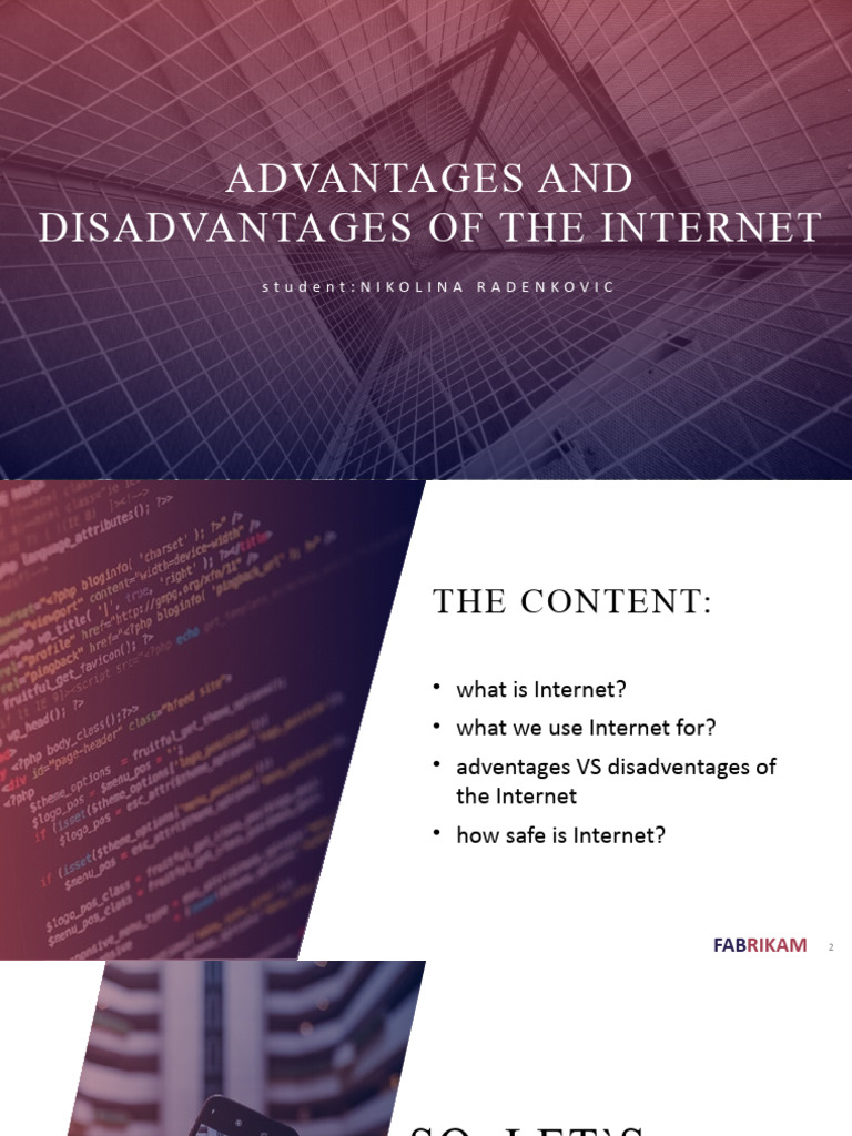 Advantages and Disadvantages of The Internet | PDF | Internet | Mass Media