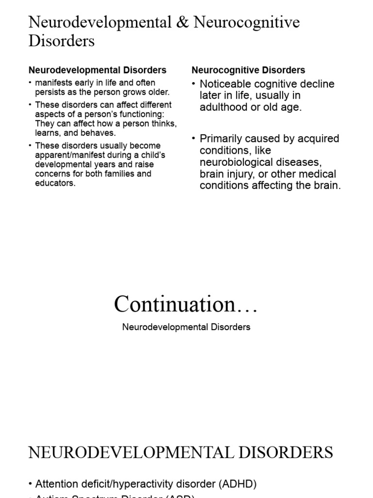 Neurodevelopmental vs Neurocognitive Disorders | PDF | Science ...